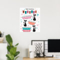 Retro Black Kitty Cats Pyrex Mid-Century Madness Poster | Zazzle