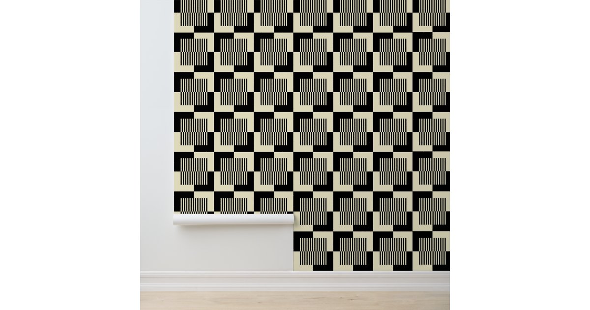 Retro Black & Tan Pattern Wallpaper | Zazzle