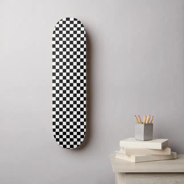 Retro Black White Checker 80's Cool Wall Art Skateboard | Zazzle