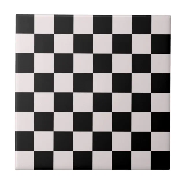 Retro Black White Checks Checkerboard Pattern Ceramic Tile | Zazzle