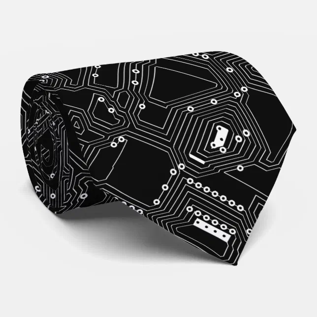 Retro Black White Classic Computer Circuit Board Neck Tie | Zazzle