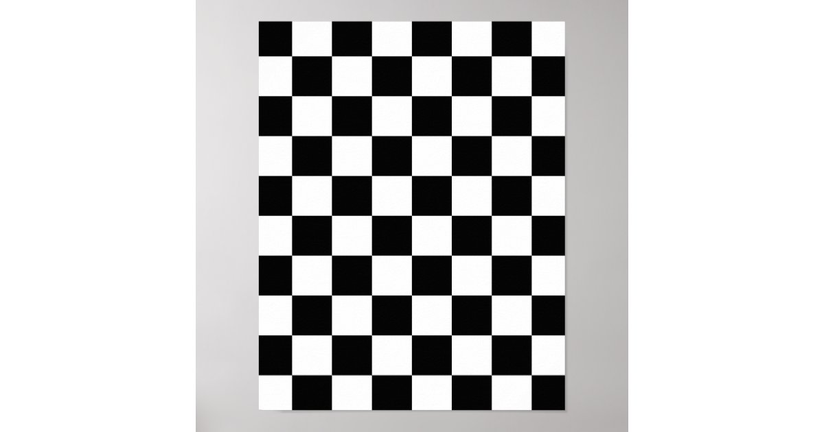 Retro Black/White Contrast Checkerboard Pattern Poster | Zazzle