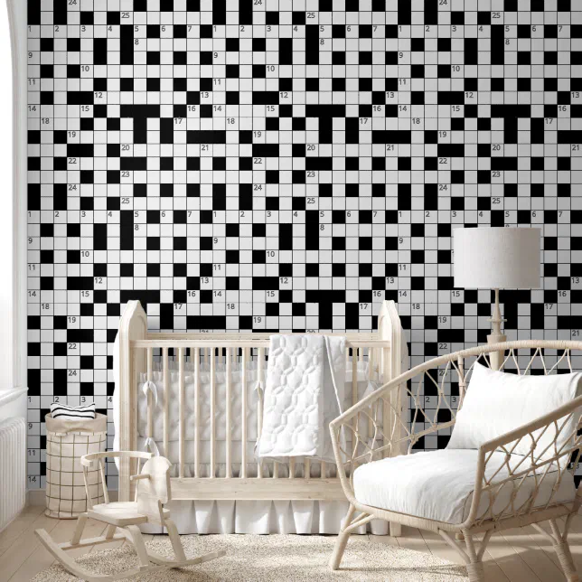 Retro Black White Crossword Puzzle Pattern Wallpaper | Zazzle