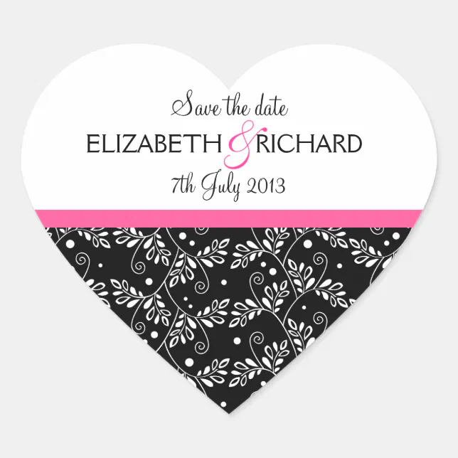 Retro black white floral 'Save the Date' Sticker | Zazzle