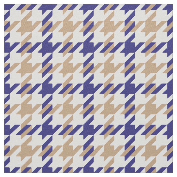 Retro blue and green houndstooth plaid pattern fabric | Zazzle.com