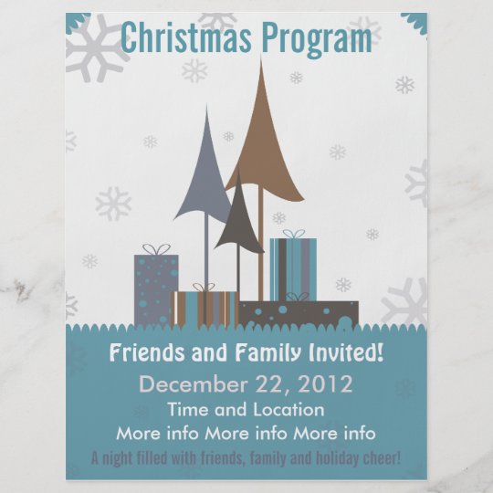 Retro Blue and Tan Christmas Program Flyer | Zazzle.com