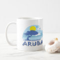 Retro Blue Aruba Divi Tree, Sun and Ocean Coffee Mug | Zazzle
