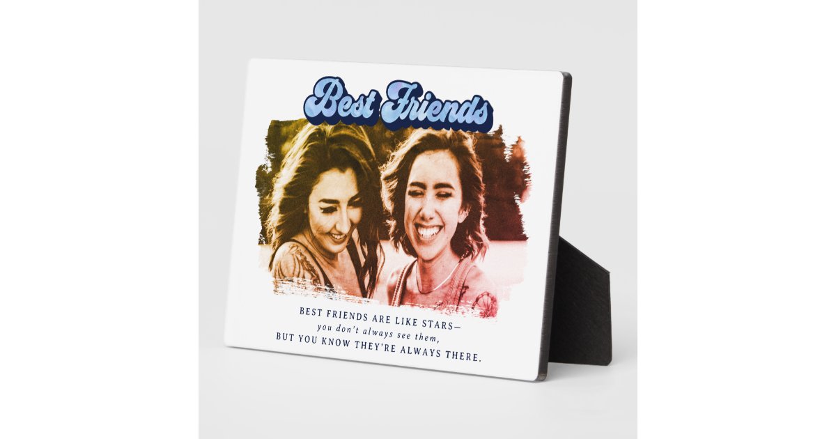 Retro Blue Best Friends Keepsake Plaque | Zazzle