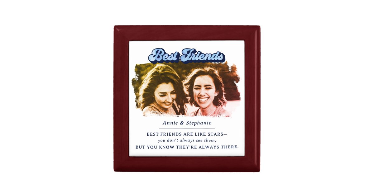 Retro Blue Best Friends Photo Gift Box | Zazzle