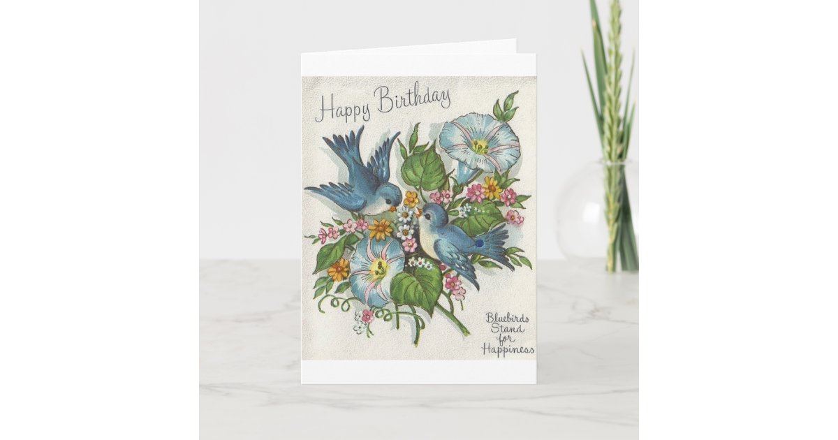 Retro Blue Bird Birthday Greeting Card | Zazzle