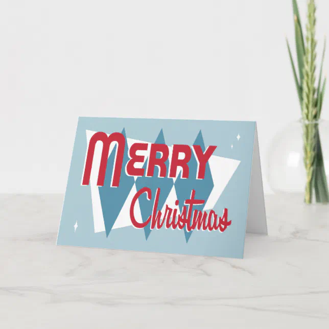 Retro Blue Christmas Card | Zazzle