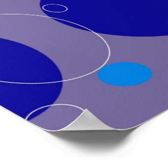 Retro Blue Circles & Ovals Royal Periwinkle Aqua Poster | Zazzle