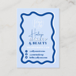Retro blue curve squiggle wavy makeup beauty business card | Zazzle