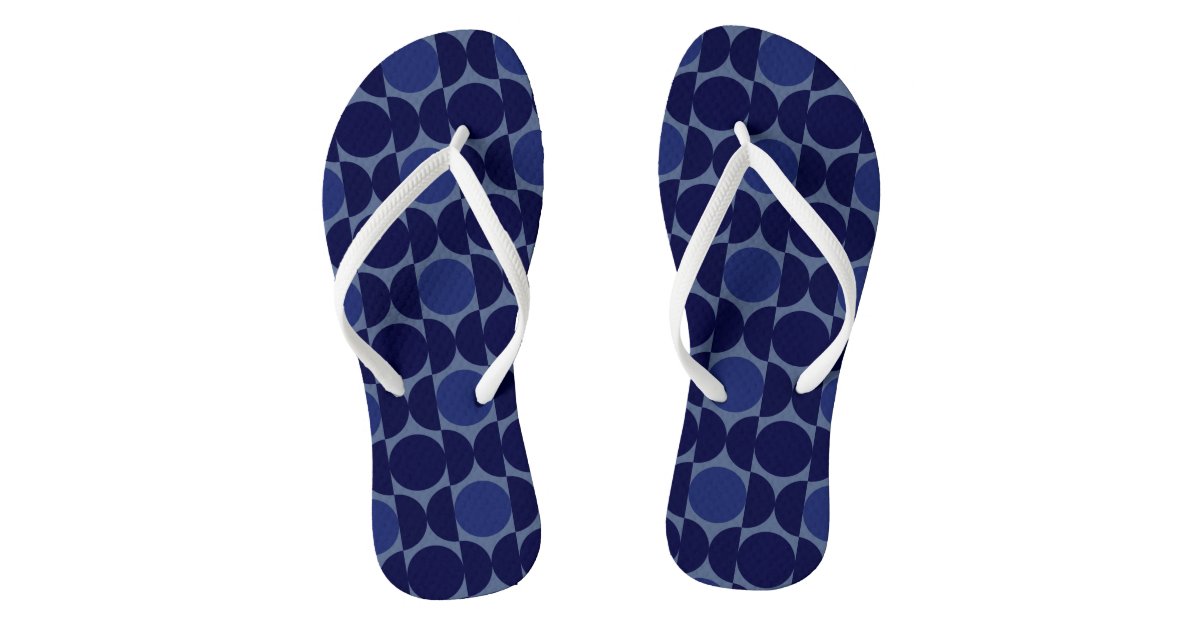 Retro Blue Geometric Flip Flops | Zazzle