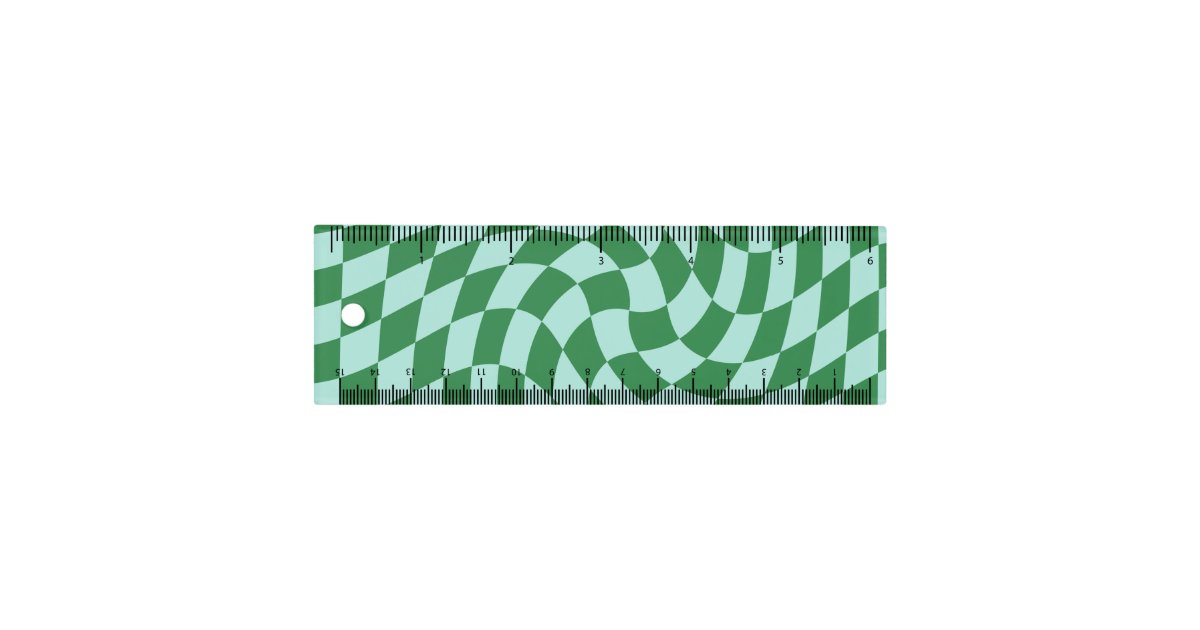 Retro Blue Green Dorm Warped Check Checkered Ruler | Zazzle