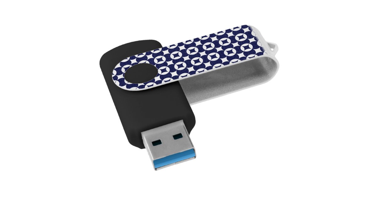 Retro Blue Interlocking Circles Geometric Oriental Flash Drive | Zazzle