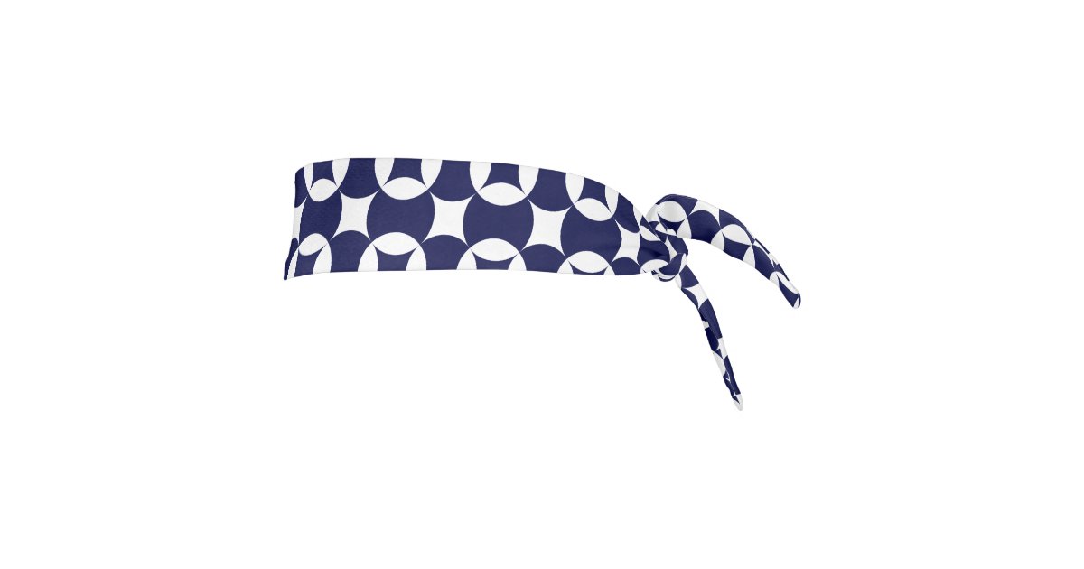 Retro Blue Interlocking Circles Geometric Oriental Tie Headband | Zazzle