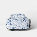Retro Blue Leaf Swirl Pattern Monogram Printed Backpack | Zazzle