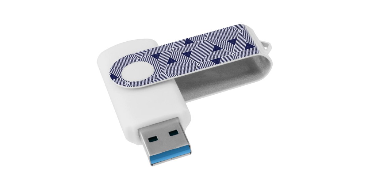 Retro Blue Navy Japan Triangle Geometric Pattern Flash Drive | Zazzle