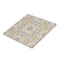 Retro Blue Orange Yellow Daisy Graphic Pattern Ceramic Tile | Zazzle