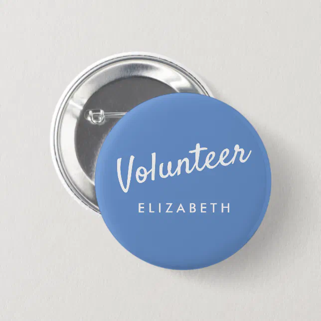 Retro Blue Pin-back Volunteer Buttons | Zazzle