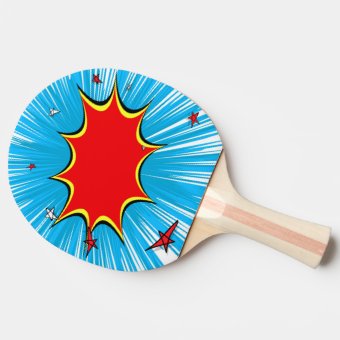 Retro Blue & Red Stars Comic Explosion Ping Pong Paddle | Zazzle