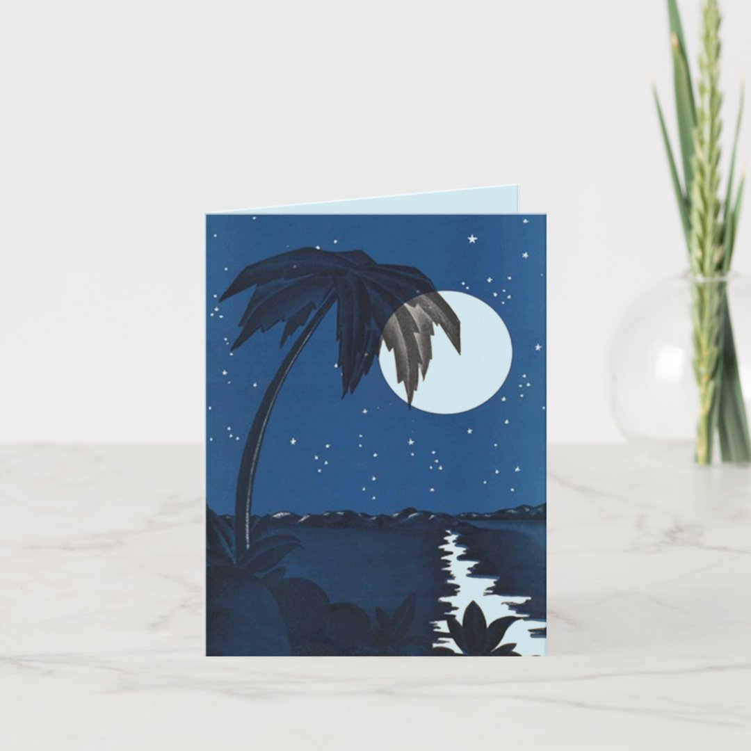 Retro Blue Tropical Hawaiian Hawaii Mahalo! Card | Zazzle