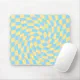 Retro Blue Yellow Pastel Warped Checkerboard Mouse Pad | Zazzle
