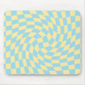 Retro Blue Yellow Pastel Warped Checkerboard Mouse Pad | Zazzle