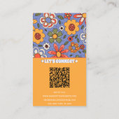 Retro Blue Yellow QR Code Groovy Floral Trendy Business Card | Zazzle