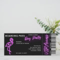 Retro Boarding Pass Neon Flamingo Summer Day Party Invitation | Zazzle