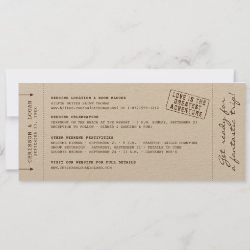 Retro Boarding Pass & Passport Stamp Save the Date Announcement | Zazzle