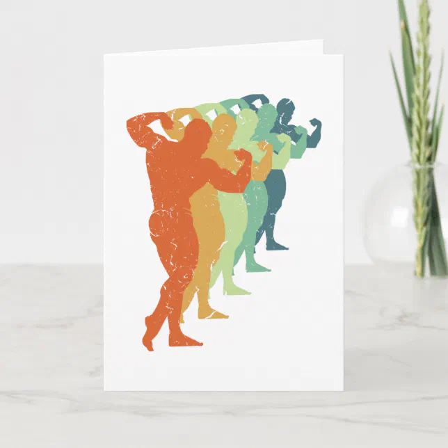Retro Bodybuilder Men Gym Workout Fitness Fan Card | Zazzle