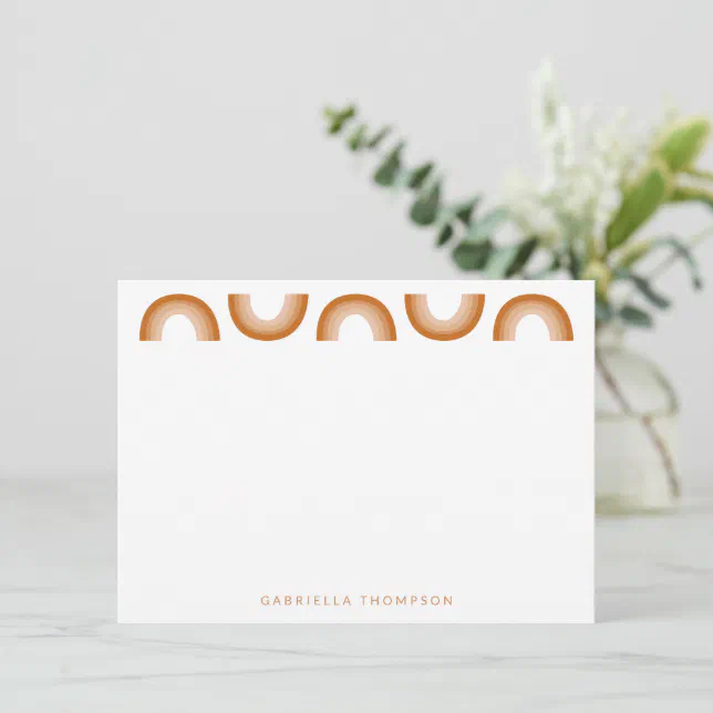 Retro Boho Desert Rainbow Terracotta Personalized Note Card | Zazzle