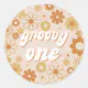 Retro Boho Groovy One Hippie First Birthday Classic Round Sticker | Zazzle