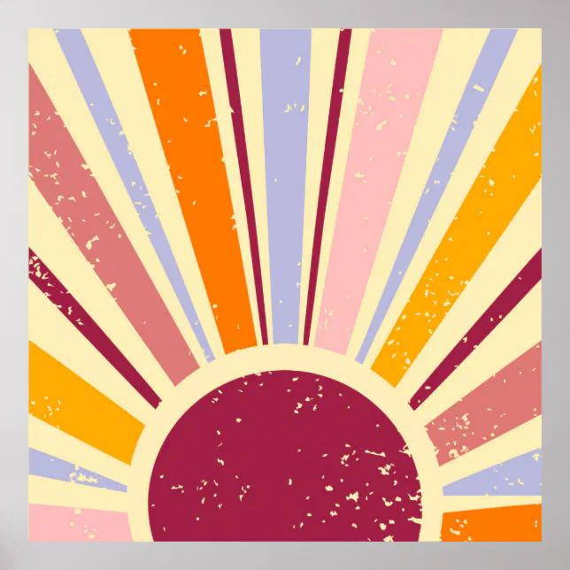 Retro boho sun poster | Zazzle