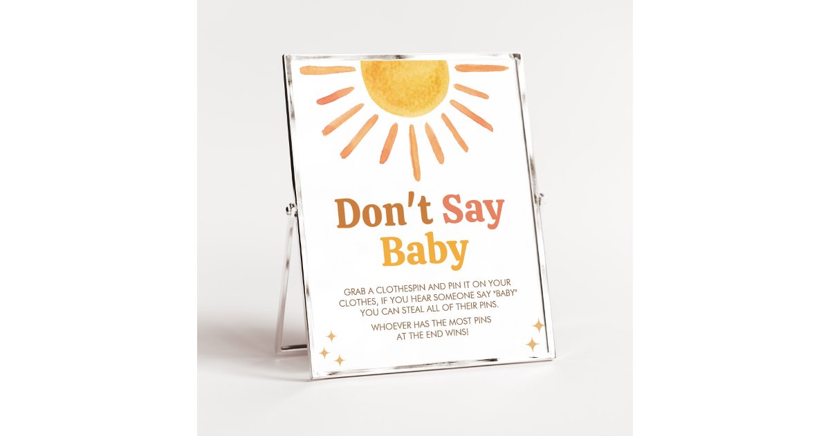 Retro Boho Sunshine Baby Shower Don't Say Baby Poster | Zazzle