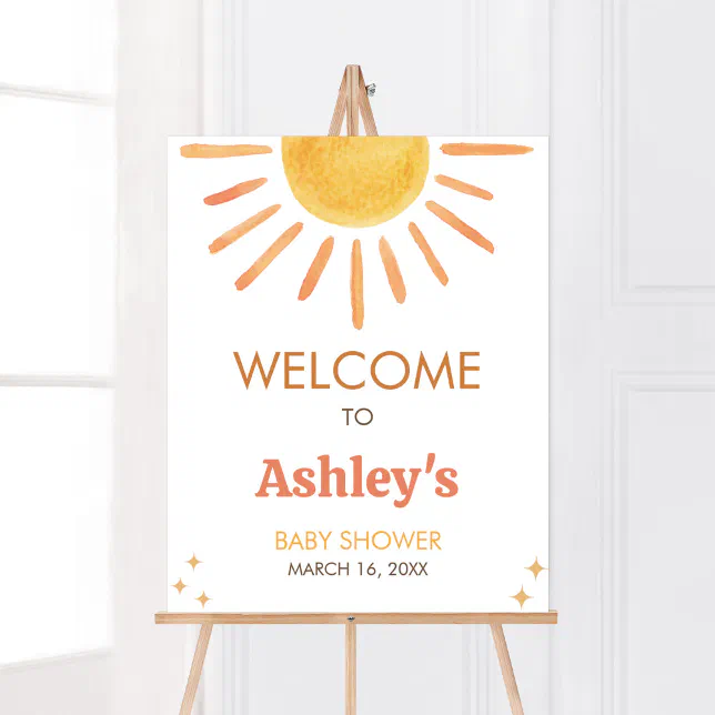 Retro Boho Sunshine Baby Shower Welcome Poster | Zazzle