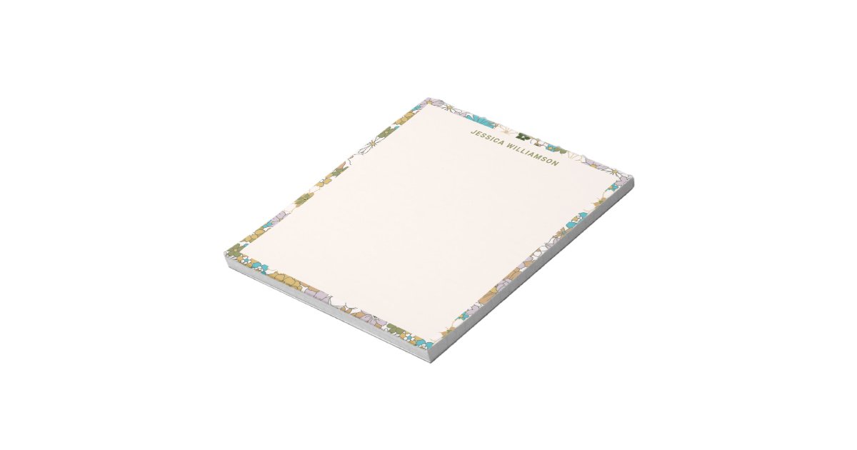 Retro Boho Teal Brown Floral Cute Baby Shower Notepad | Zazzle