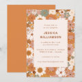 Retro Boho Terracotta Floral Cute Bat Mitzvah Invitation | Zazzle