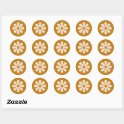Retro Boho Vintage Daisy Classic Round Sticker | Zazzle