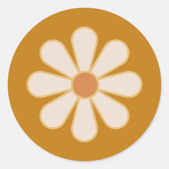Retro Boho Vintage Daisy Classic Round Sticker | Zazzle