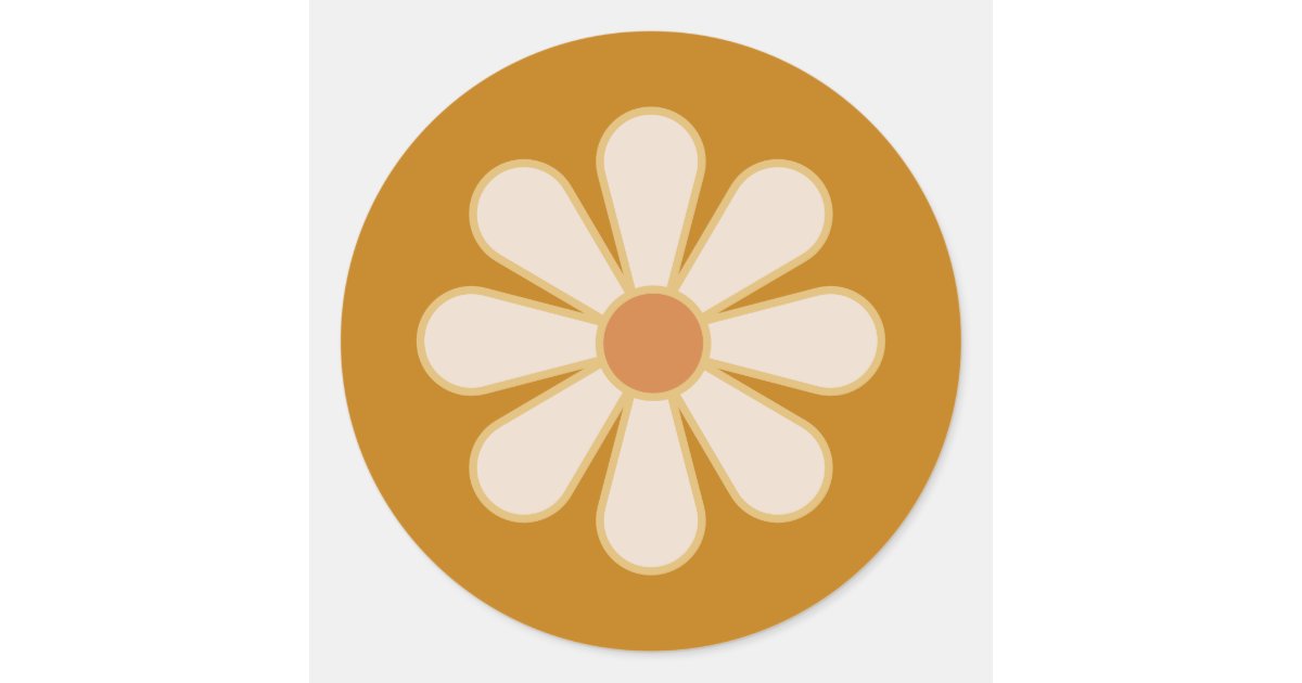 Retro Boho Vintage Daisy Classic Round Sticker | Zazzle