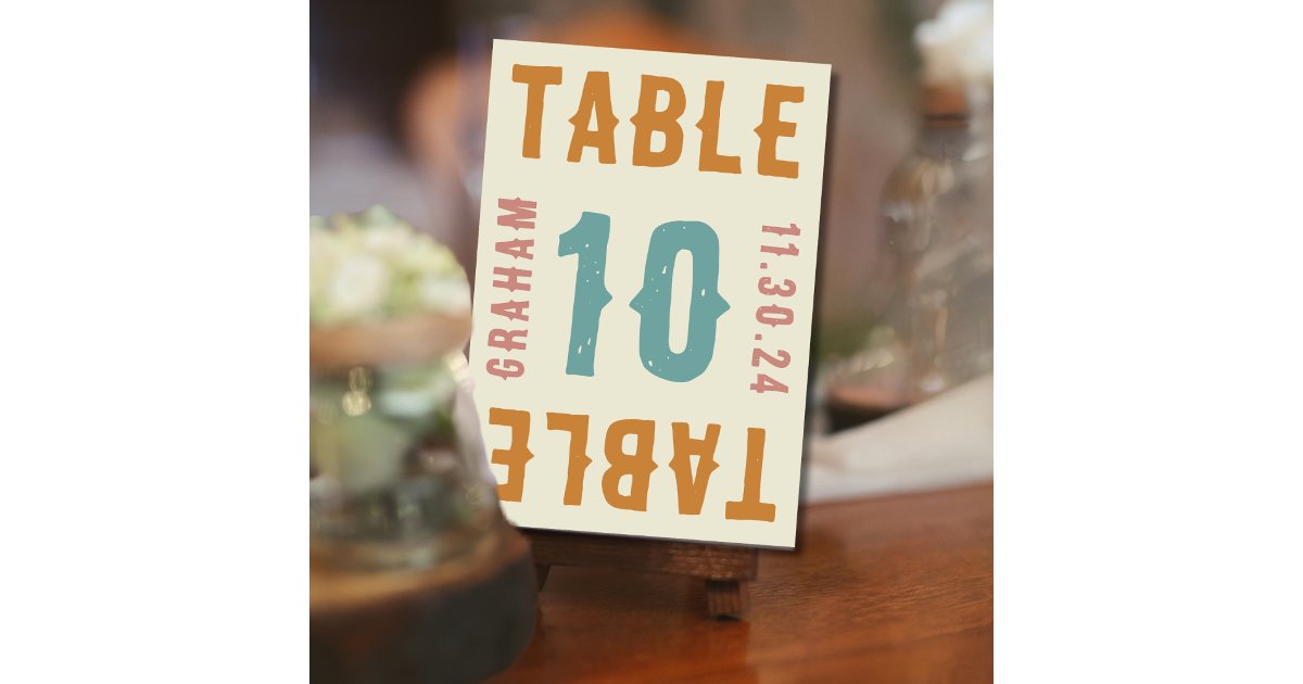 Retro Bold Bright Typography Table Number Cards | Zazzle