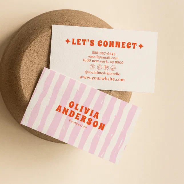 Retro Bold Pink 70s Boho Groovy Funky Girly Trendy Business Card | Zazzle