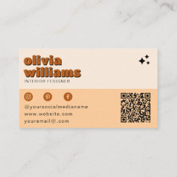 Retro Bold QR Code Boho Groovy Smiling Flower Business Card | Zazzle