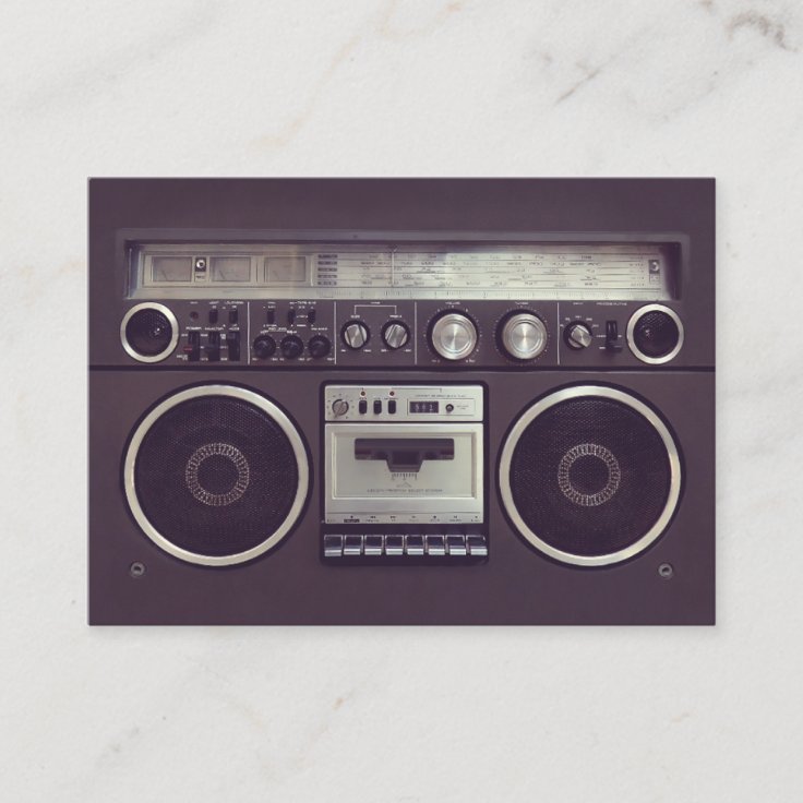 Retro Boombox Ghetto Blaster Music business card | Zazzle