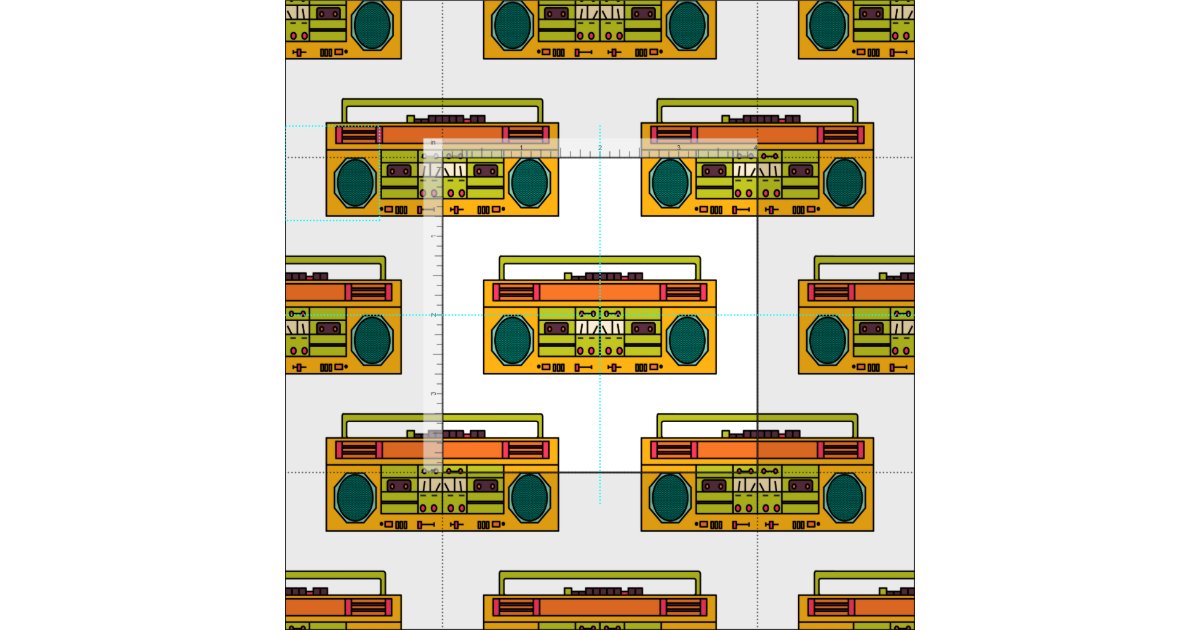 retro boombox pattern fabric | Zazzle