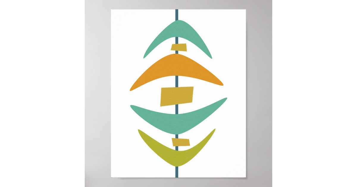Retro Boomerang Mid Century Modern Style Poster | Zazzle