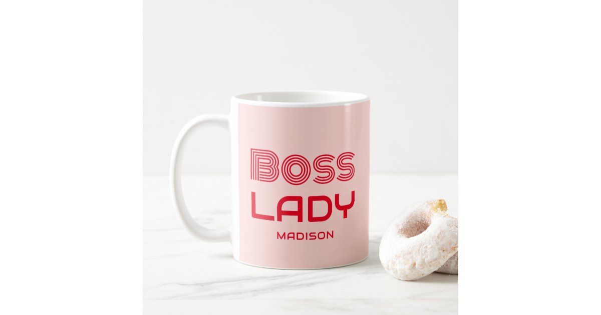 Retro Boss Lady Pink And Red Personalized Coffee Mug | Zazzle